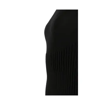 Alaïa Ribbed Mock Neck Short Sleeve Knit Top
