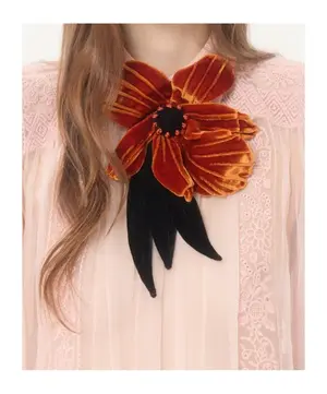 Valentino Garavani Embroidered Organza Top With Velvet Flower Applique