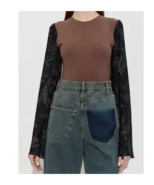 MAISON MARGIELA Flared Sleeve Bodysuit With Floral Print