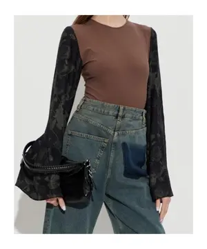 MAISON MARGIELA Flared Sleeve Bodysuit With Floral Print