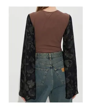 MAISON MARGIELA Flared Sleeve Bodysuit With Floral Print