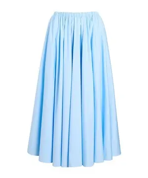 PATOU Elasticated Waist Midi Skirt With Pleated Details - Blue