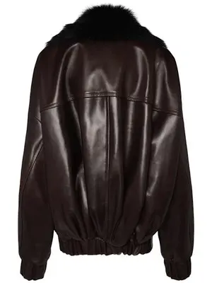 Khaite Daemon Leather Jacket With Fur Collar - Black