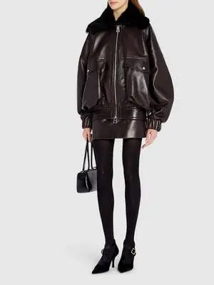 Khaite Daemon Leather Jacket With Fur Collar - Black