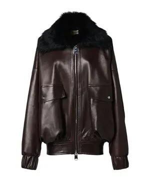 Khaite Daemon Leather Jacket With Fur Collar - Black