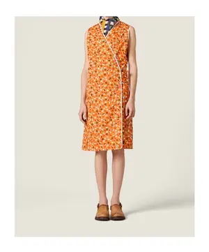 Miu Miu Floral Printed Sleeveless V-neck Midi Wrap Dress