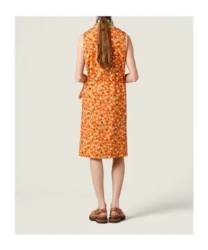 Miu Miu Floral Printed Sleeveless V-neck Midi Wrap Dress
