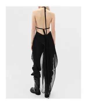 ANN DEMEULEMEESTER Halter Neck Lace Trimmed Asymmetrical Top