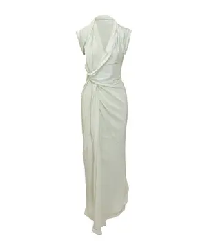 Victoria Beckham Asymmetrical Knotted Maxi Dress - Gray