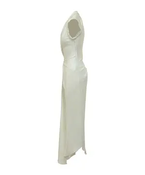 Victoria Beckham Asymmetrical Knotted Maxi Dress - Gray