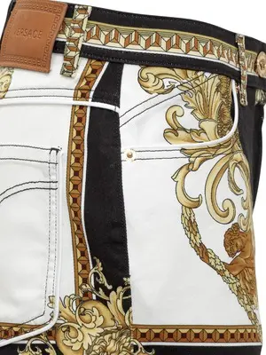 Versace Baroque Print Denim Shorts