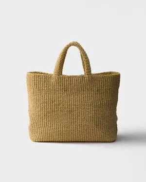 Prada Paglia Midollino Crochet Tote Bag - Tan