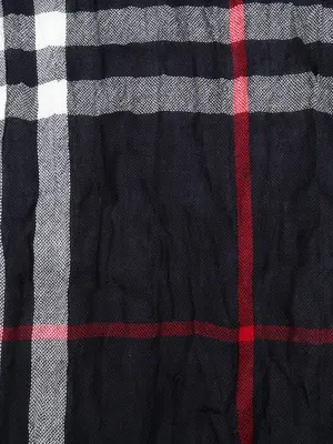 Burberry Plaid Wool Blended Scarf - Black