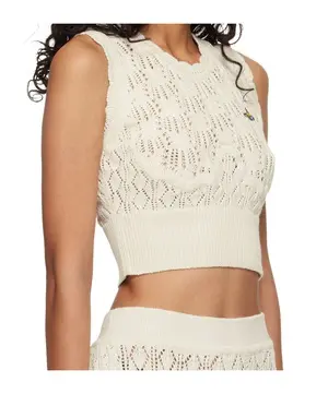 VIVIENNE WESTWOOD Ella Orb Embroidered Knitted Top - Cream