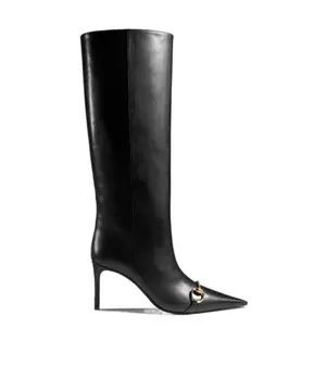 Gucci Donna Horsebit Pointed Toe Stiletto Mid Heel Boots