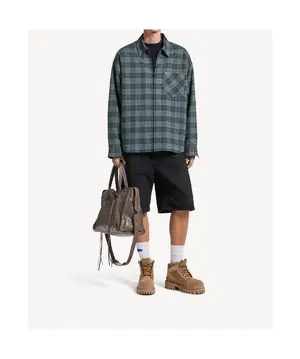 Balenciaga Checked Zip-up Shirt Jacket With Logo Detail