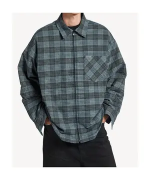 Balenciaga Checked Zip-up Shirt Jacket With Logo Detail