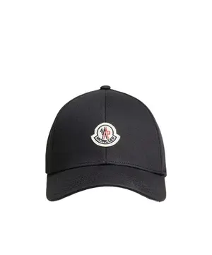 Moncler Baseball Cap With Embroidered Logo - Black