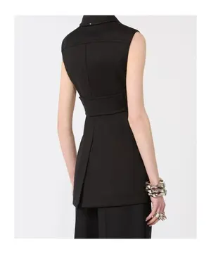 Sportmax Gabarra Sleeveless Gabardine Blazer