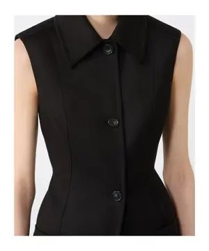 Sportmax Gabarra Sleeveless Gabardine Blazer