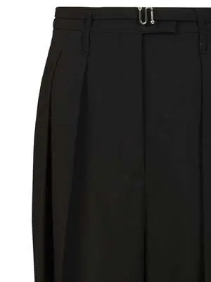 Sportmax Wide-leg Pleated Trousers With S-buckle Belt - Black