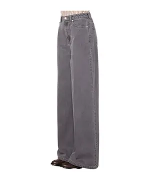 Officine Générale Wide-leg High-waisted Jeans - Medium Gray