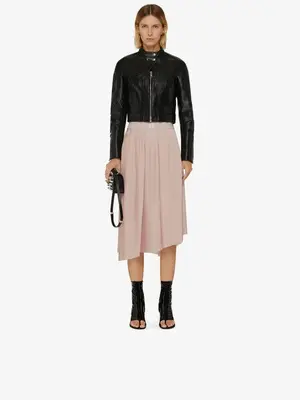 Givenchy Pink Asymmetrical Pleated Skirt With Double Belt Detail