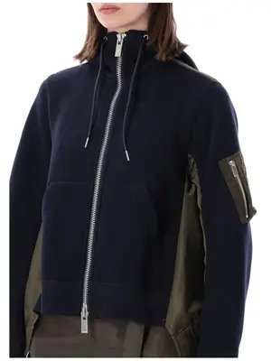 Sacai Contrast Panel Zip Hoodie