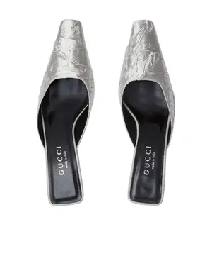 Gucci Metallic Mules - Metallic Silver