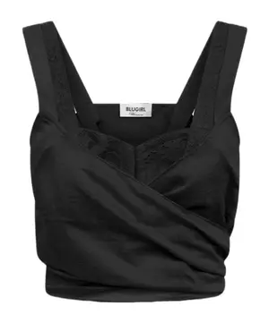 BLUGIRL Sweetheart-neck Cropped Top With Lace Details - Black