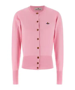 VIVIENNE WESTWOOD Logo Embroidered Knitted Cardigan - Pink