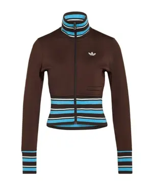 ADIDAS ORIGINALS Striped Zip Sweatshirt - Aurora Coffee