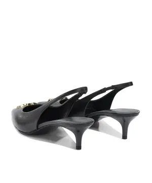 Tory Burch Logo Slingback Pointed-toe High-heeled Pumps - Black