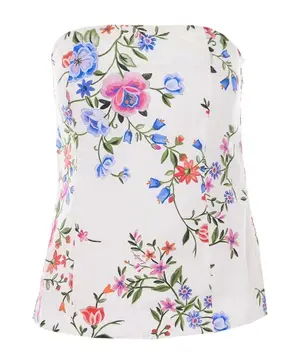 Liu Jo Floral Print Strapless Top - White