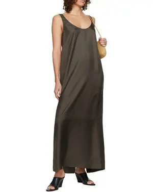 RÓHE Sleeveless Maxi Dress With U-neck And Back Slit - Black