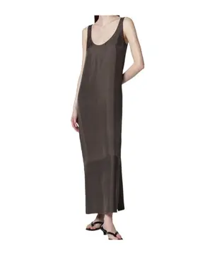 RÓHE Sleeveless Maxi Dress With U-neck And Back Slit - Black
