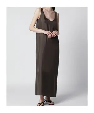 RÓHE Sleeveless Maxi Dress With U-neck And Back Slit - Black