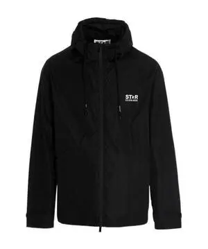GOLDEN GOOSE Darris Zip Up Windbreaker With Logo - Black