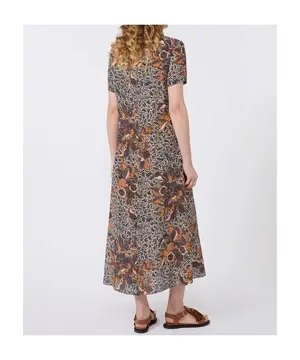 Max Mara Floral Print Short Sleeve Midi Dress