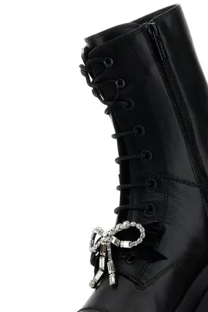 JIMMY CHOO Lace-up Round Toe Boots With Bow Detail
