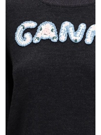 GANNI Logo Detailed Jumper - Phantom Black