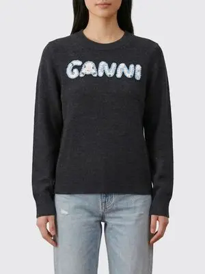 GANNI Logo Detailed Jumper - Phantom Black