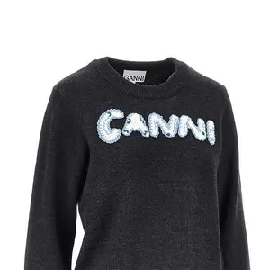 GANNI Logo Detailed Jumper - Phantom Black