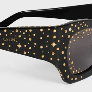 Celine Graphic S333 Acetate Sunglasses With Crystal Embellishments - Black