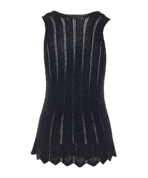 TWINSET Metallic Knit V-neck Top