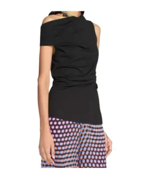Dries Van Noten Off-shoulder Jersey Top With Pleated Details - Black