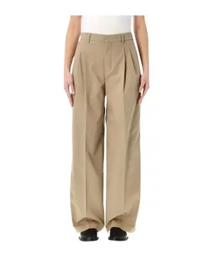 AMI Paris Pleated Wide-leg Trousers