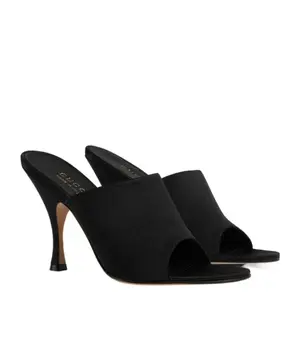 Gucci High Heel Slide Sandals With Embossed Logo