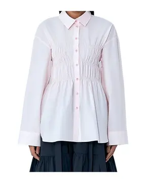 Cecilie Bahnsen Smocked Detail Poplin Shirt - White