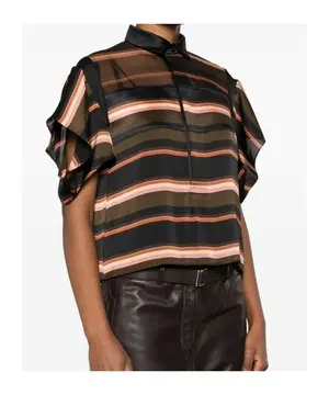 Sacai Short Sleeve Striped Polo Shirt